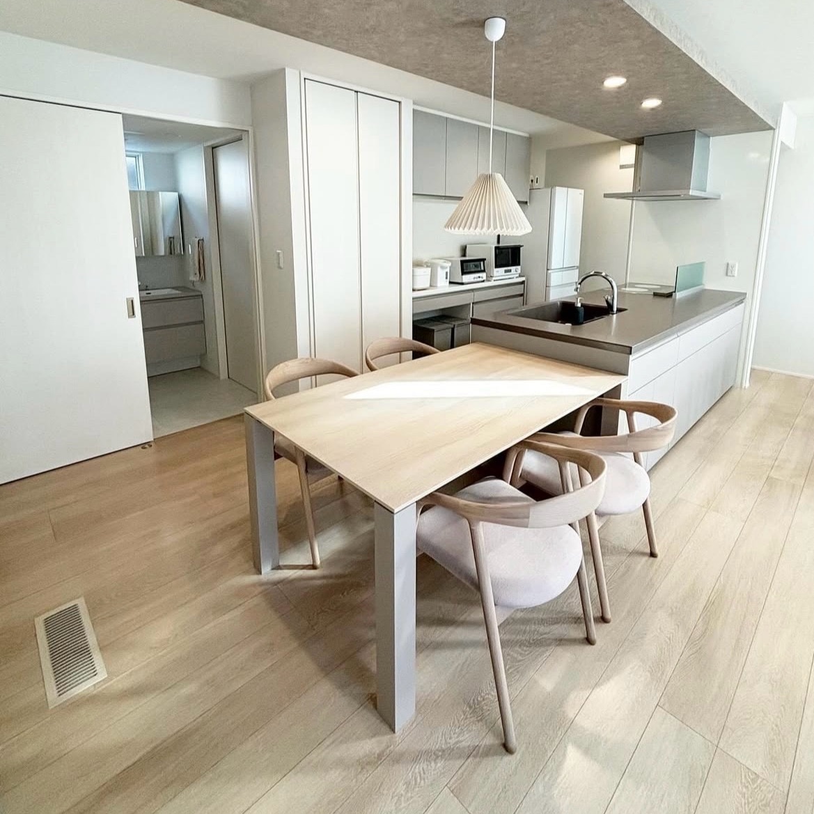 FOGGY ダイニングテーブル 5点セット 【NEWcolor white 北欧風チェア】ダイニングセット セミオーダー 140 150 ...