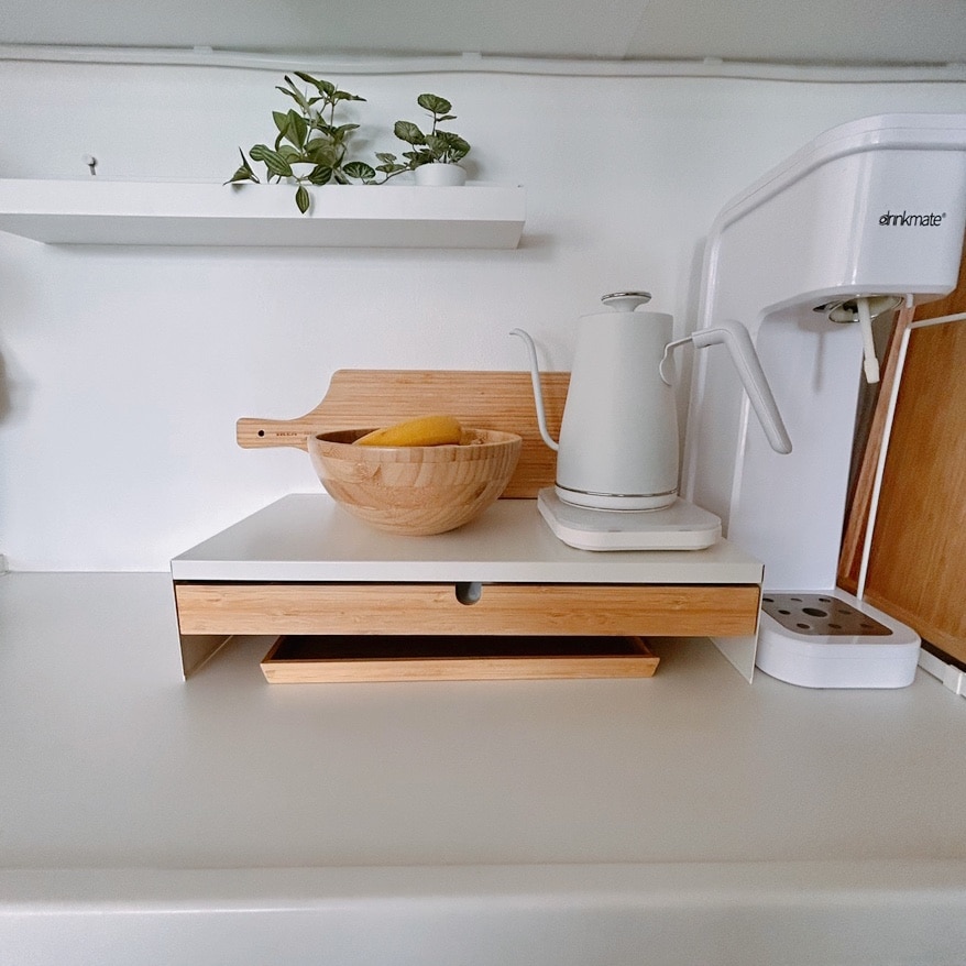 【人気商品】IKEA(イケア)ELLOVEN エロヴェン モニタースタンド 引き出し付き ホワイト デスク収納 デスクトップ 卓上