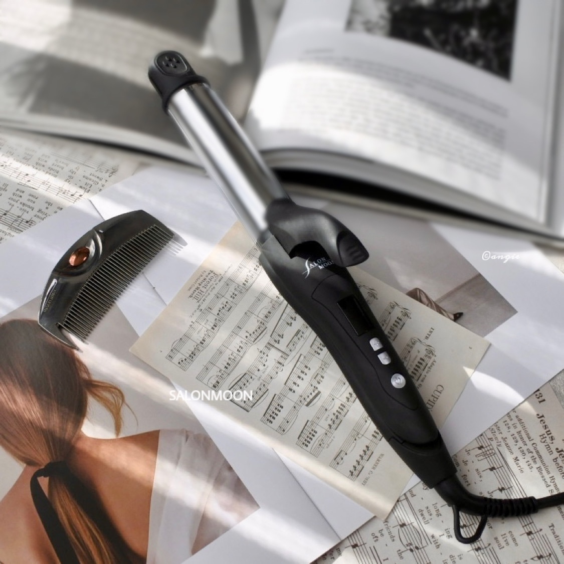 ヘアアイロン 2way ストレート & カール コテ 32mm SALONMOON サロンムーン ＜誤動作防止 新搭載＞ セラミック ミラーチタニウム 海外対応 プロ仕様 業務用 220 ...