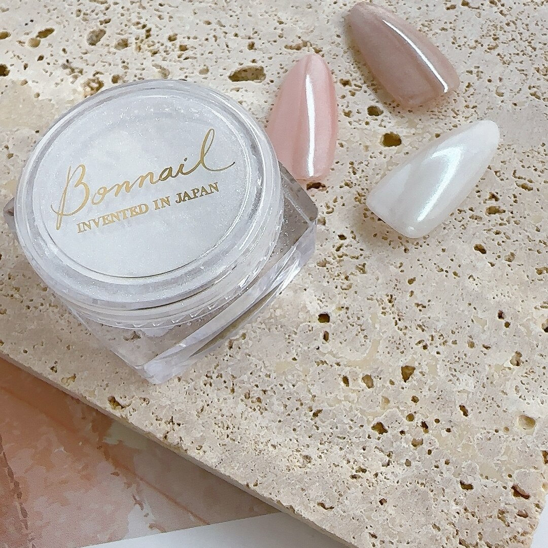 ネイルパーツ ミラーパウダー Bonnail ボンネイル リッチシャインパウダー #07 シルキーパール チップ付き