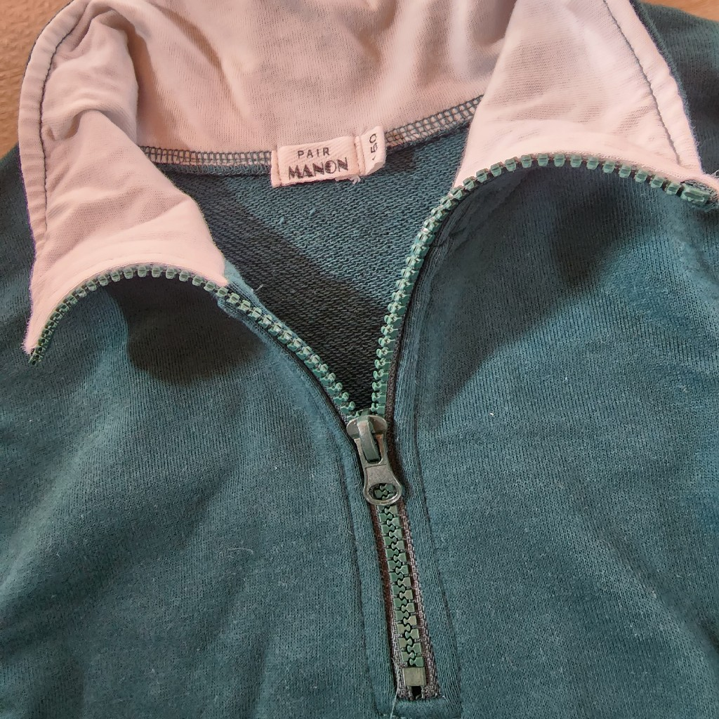 【PAIRMANON STREET】【サラッとスウェット】ユニセックス 無地 襟裏 配色 ハーフジップ 半袖 Tシャツ 裏毛 トップス スウェット ファスナー 90cm 100cm 110cm ...