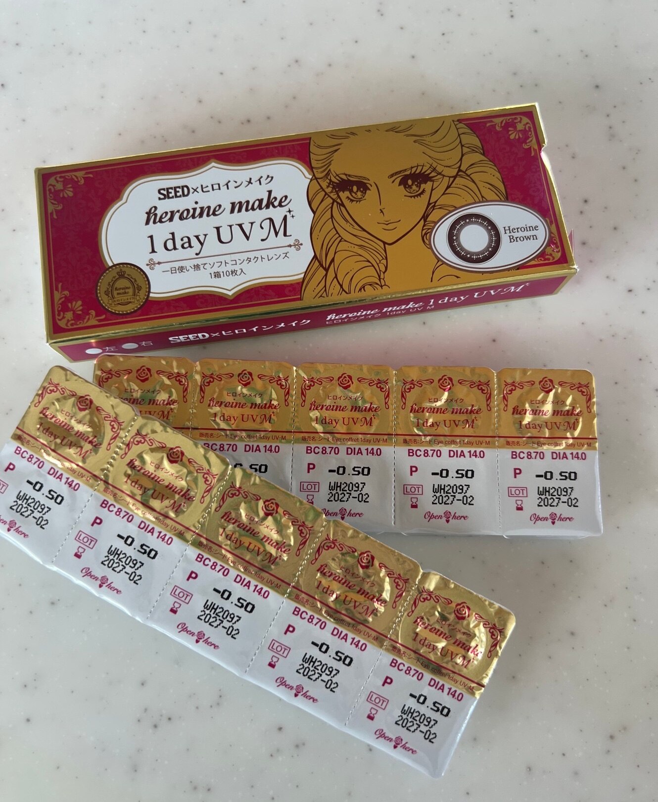 カラコン ヒロインメイク ワンデー UV M 【1箱10枚入】 度あり 度なし DIA:14.0mm heroine make 1day UV M 1day ワンデー 1日使い捨て カラー ...