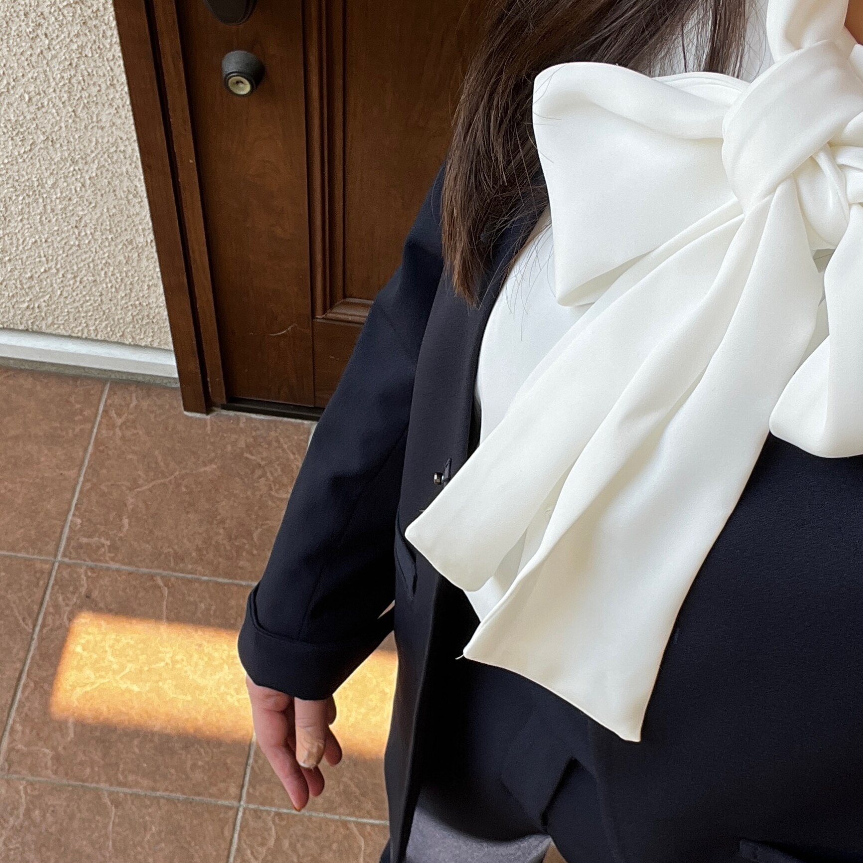 【期間限定！Max30％OFFクーポン！11日9:59迄】《洗える》正解 リボンボウタイブラウス【CF/クロスファンクション】ボウタイブラウス リボンボウタイブラウス 体型カバー シャツ ...