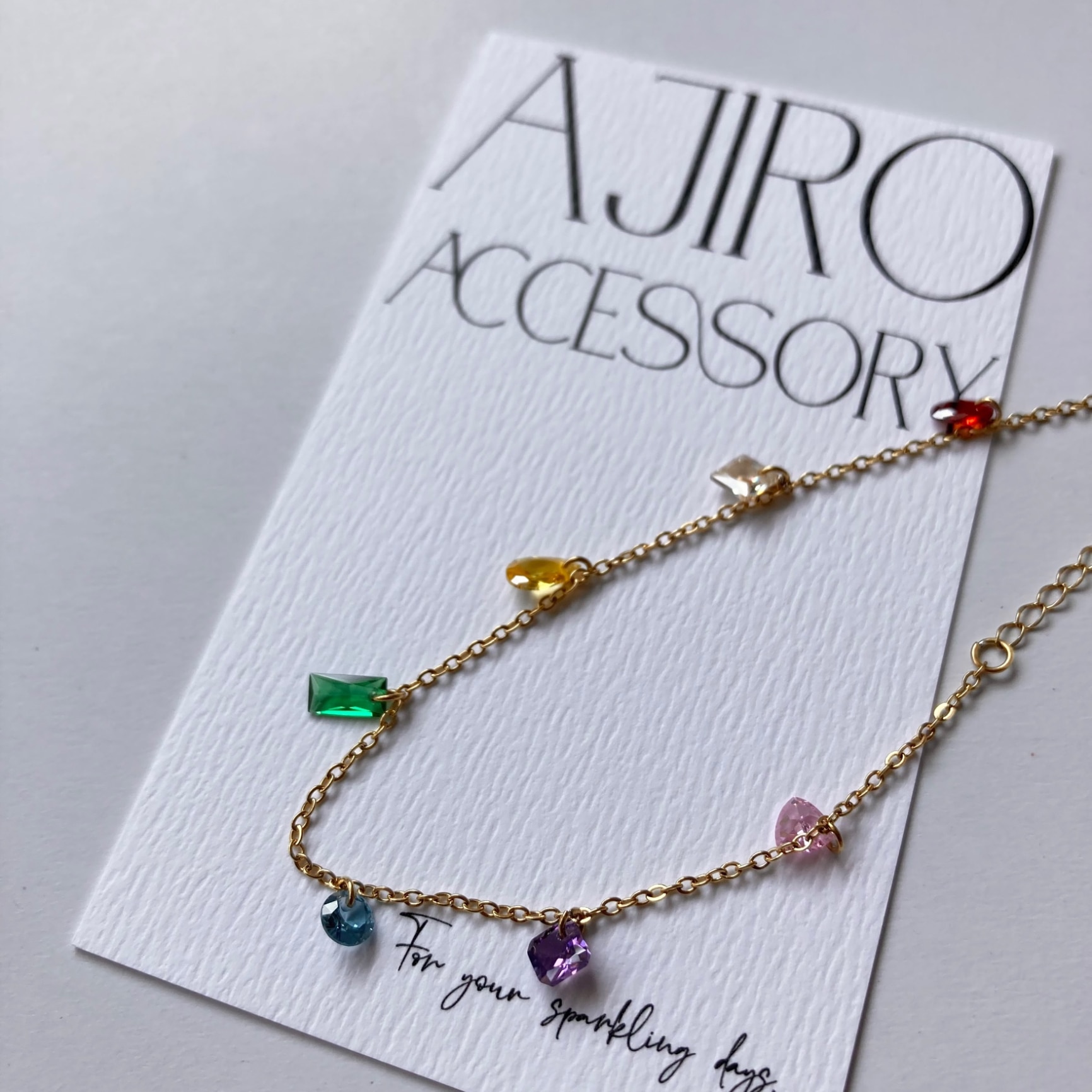 【楽天ランキング1位】N003 ブレスレット サージカルステンレス ゴールド カラフル ストーン 華奢 上品 高見え 推しカラー チェーン おしゃれ 女性 ギフト 金属アレルギー対応 付け ...