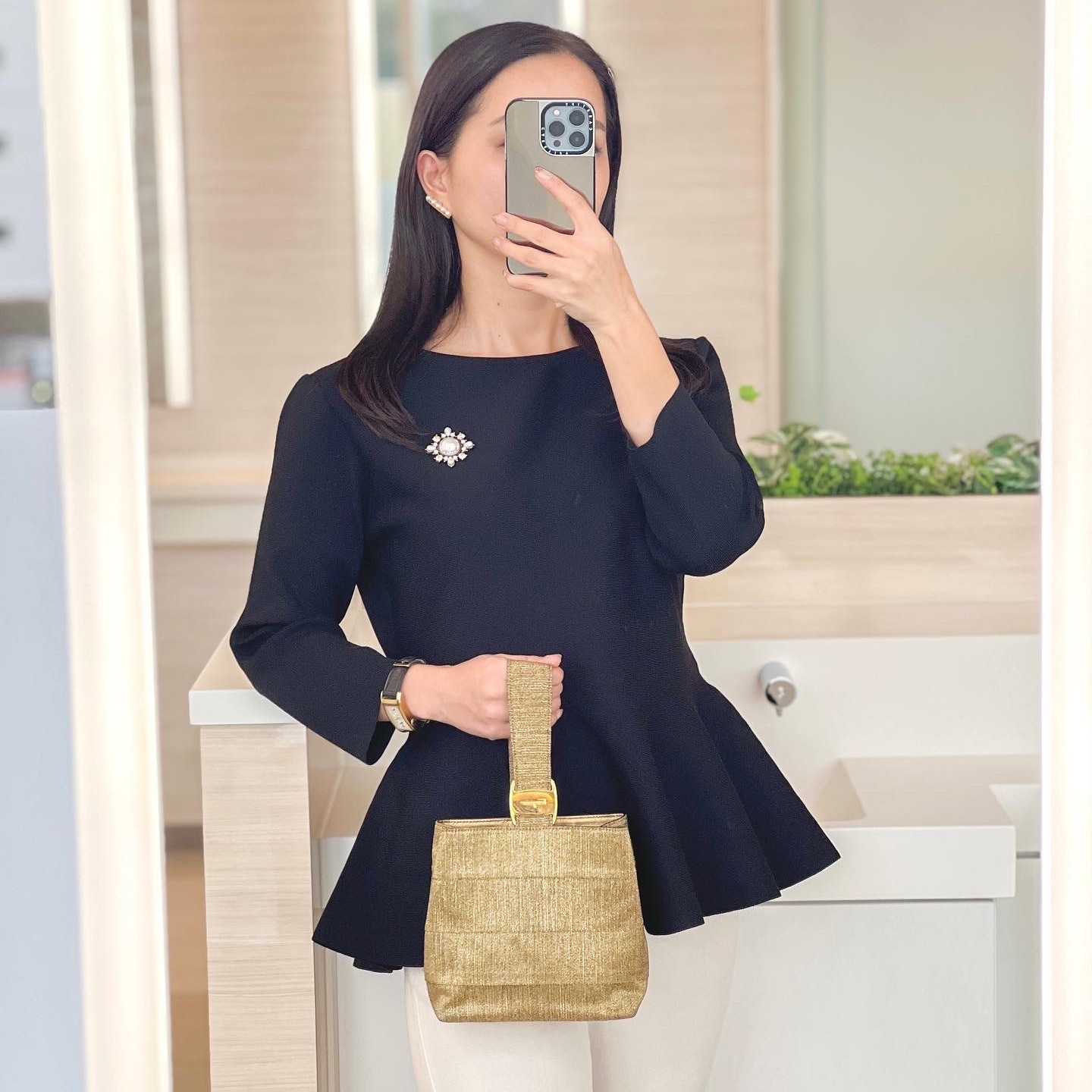 【SALE／30%OFF】【サステナブル素材/洗える】バックリボンペプラムニット Couture Brooch クチュールブローチ トップス ニット ブラック ホワイト グレー【RBA_E ...