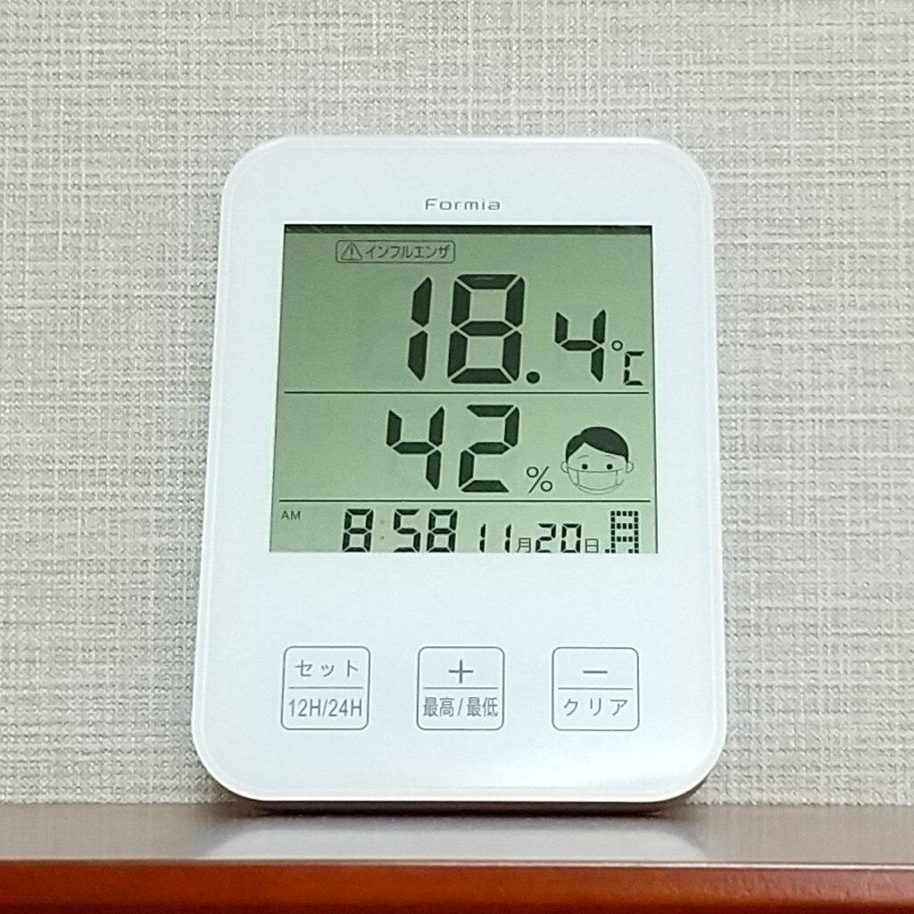 【最大2000円OFFクーポン11日(月)01:59迄】Formia フォルミア 温度計・湿度計 置掛兼用 HO-003