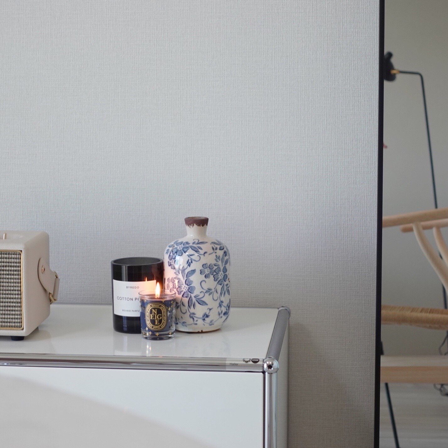 Lucie リュシー Large 青白のコロンとした花瓶 陶器製 花器 ラージ アンティーク 雑貨 アンティーク風 おしゃれ モダン ...