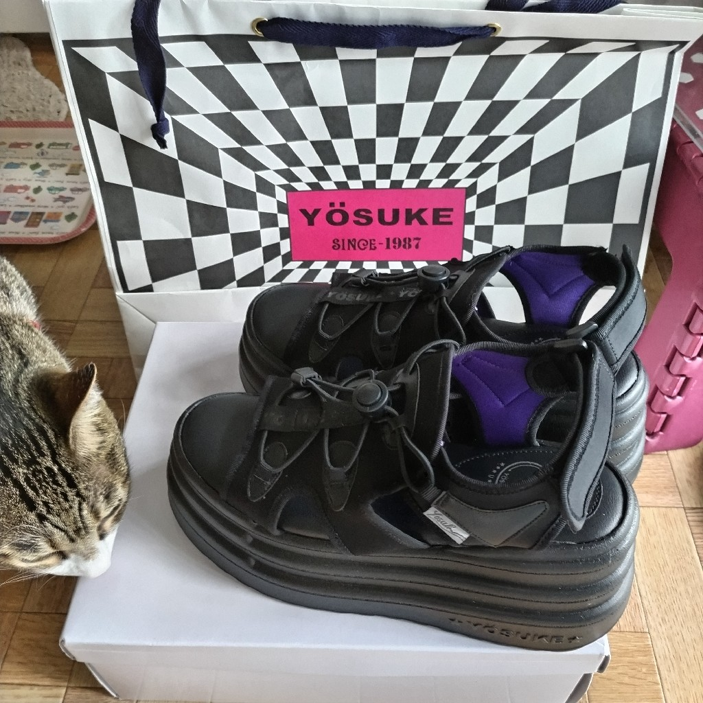 返品無料 交換無料 】 【 ショップ袋プレゼント 】 ヨースケ YOSUKE 厚底サンダル スポーツサンダル ハイソール ストラップサンダル レディース 全4色 22.5-25 黒 ...