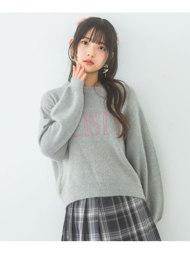 【SALE／30%OFF】ラメロゴシャギーニット repipi armario レピピアルマリオ トップス ニット グレー ホワイト ネイビー【RBA_E】[Rakuten Fashion]