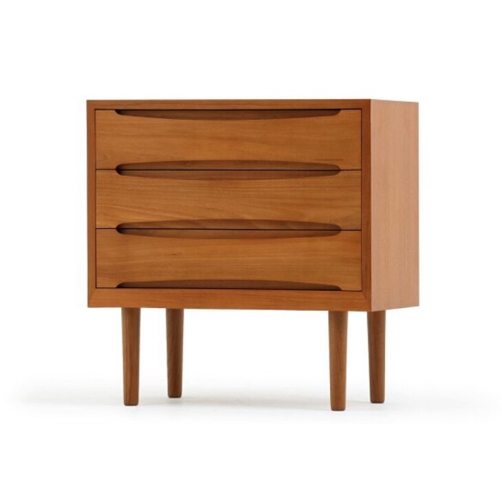 CHLOROSクロロス Leaf-handle スモールチェスト【ミニチェスト 3段チェスト タンス 収納 北欧家具 デザイン チーク無垢材 チーク材 天然木 おしゃれ シンプル 高品質 おすすめ】