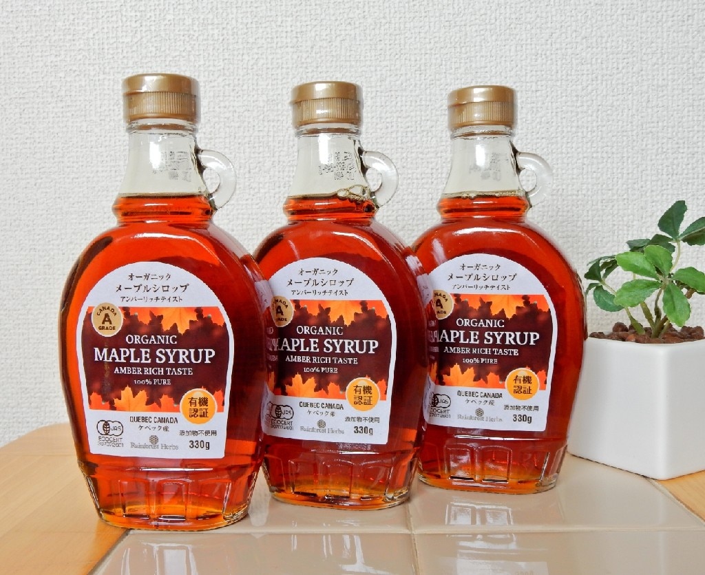 オーガニック メープルシロップ 330g 3本 アンバーリッチ カナダグレードa ケベック産 JASオーガニック 有機メープルシロップ メイプルシロップ 無添加 無農薬