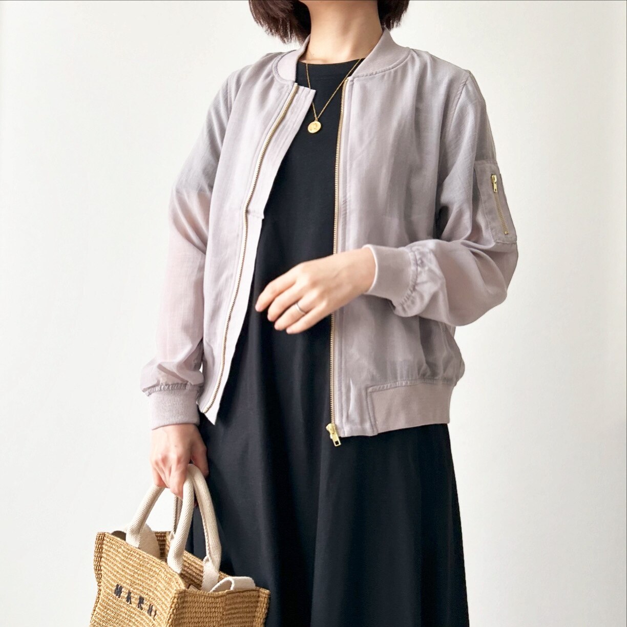 ブルゾン レディース M/L MA-1 ジャケット アウター MA1 上着 羽織り 長袖 ゆったり 【メール便可22】 zootie（ズーティー）：MA-1 ガーゼブルゾン[ショート]