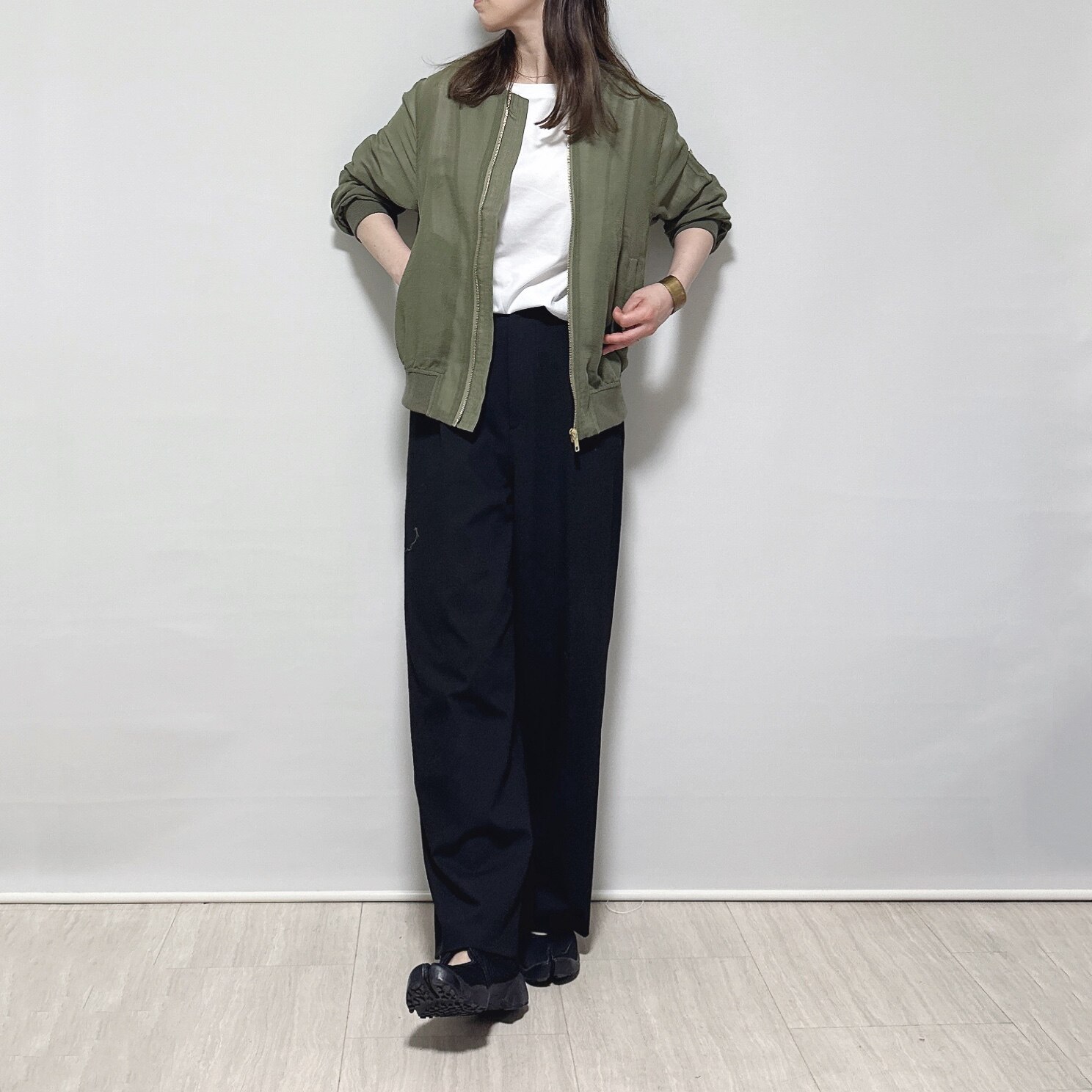 ブルゾン レディース M/L MA-1 ジャケット アウター MA1 上着 羽織り 長袖 ゆったり 【メール便可22】 zootie（ズーティー）：MA-1 ガーゼブルゾン[ショート]