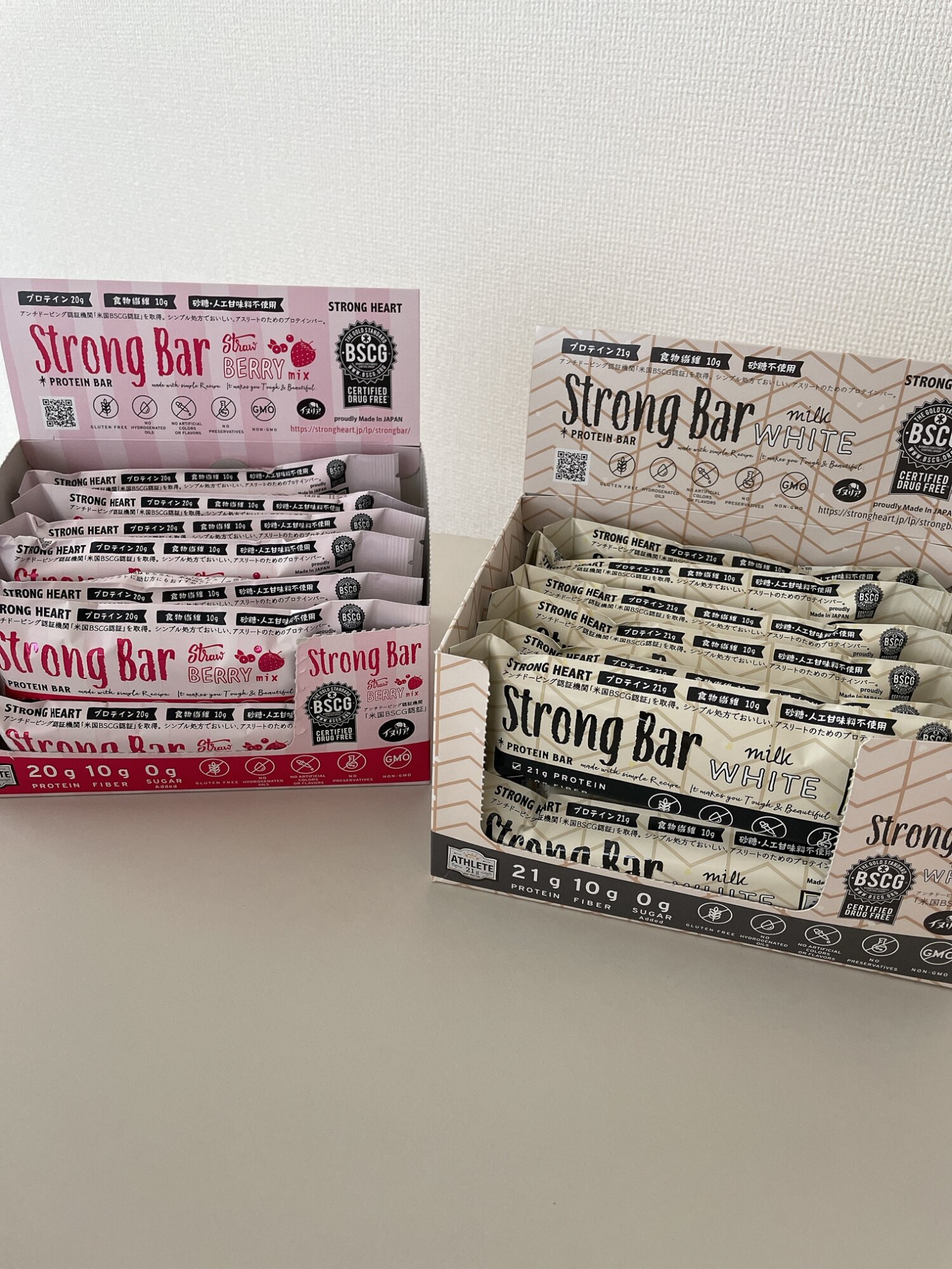 StrongBar ストロングバー ストロベリー プロテインバー プロテイン20g 砂糖不使用 食物繊維10g 原材料たったの8つ シンプル ...