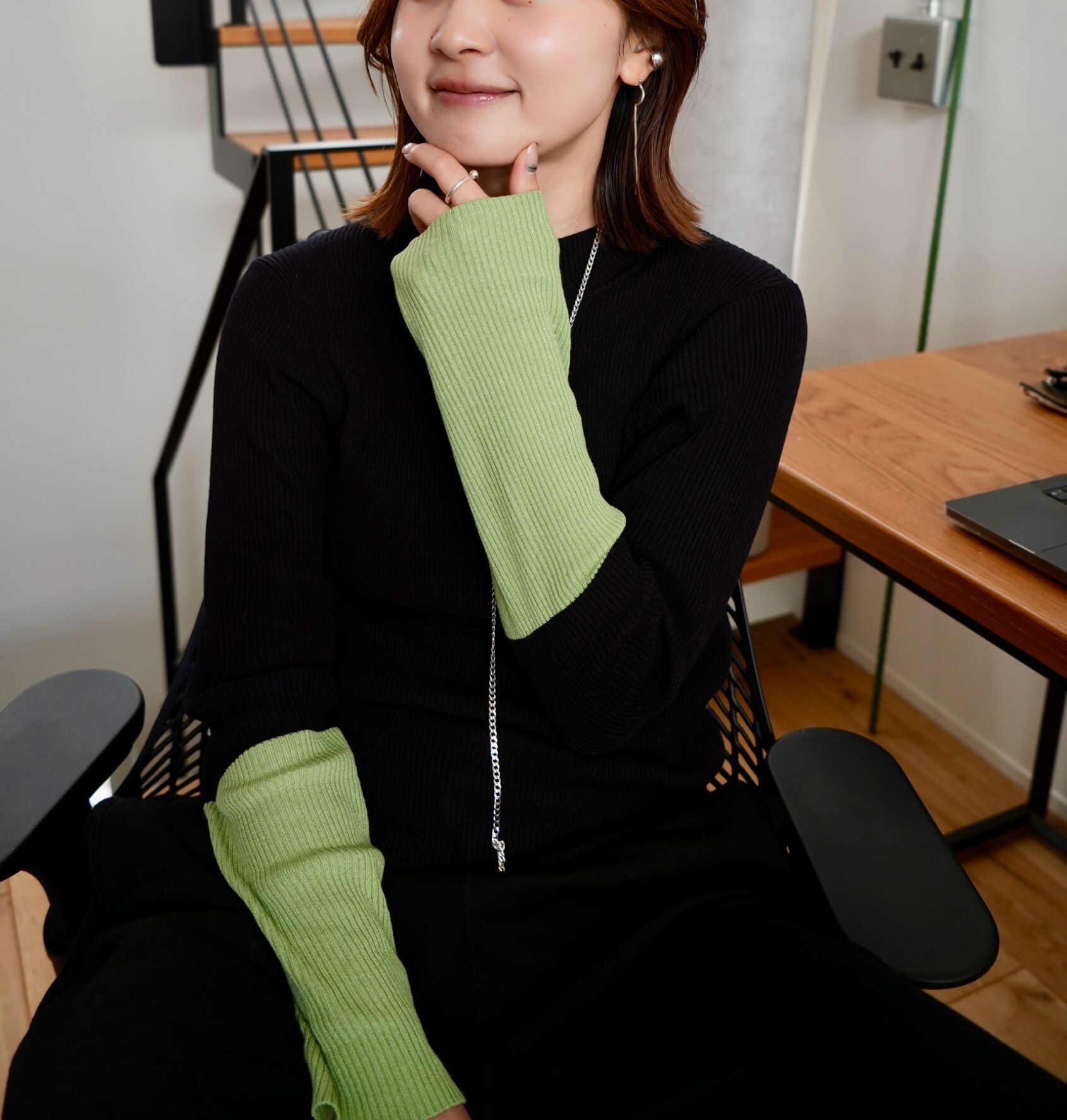 LEPSIM 12ゲージ配色ハイネックプルオーバー レプシィム トップス ニット パープル グレー ブルー ブラック【送料無料】