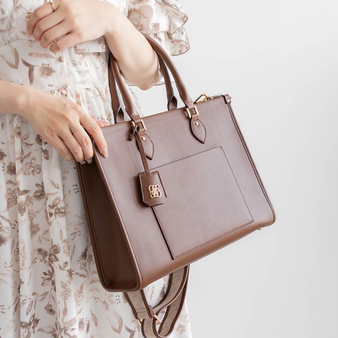 RANDA 【A4対応】キャンバス*PU 2WAYトートバッグ ランダ バッグ トートバッグ ブラック ブラウン ベージュ【送料無料】