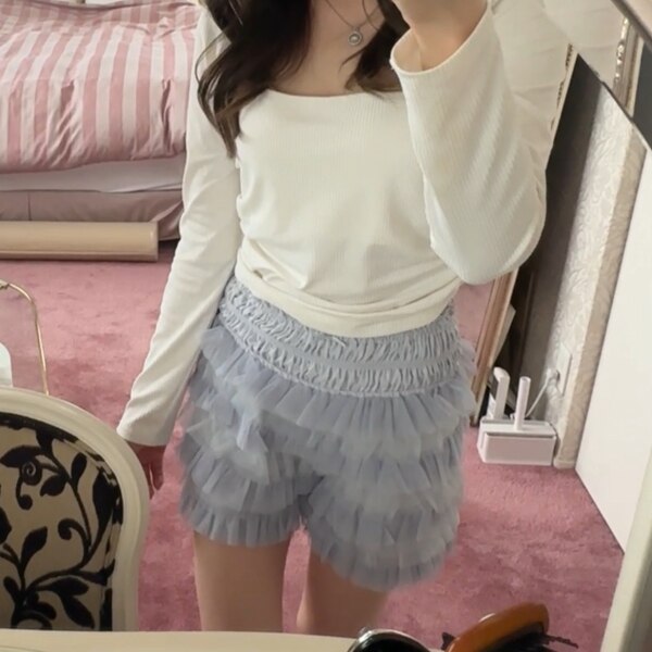 【SALE／30%OFF】SNIDEL HOME 【SNIDEL HOME * 新木優子】シャーリングウエストチュールショートパンツ スナイデルホーム パンツ その他のパンツ ブルー イエロー ...