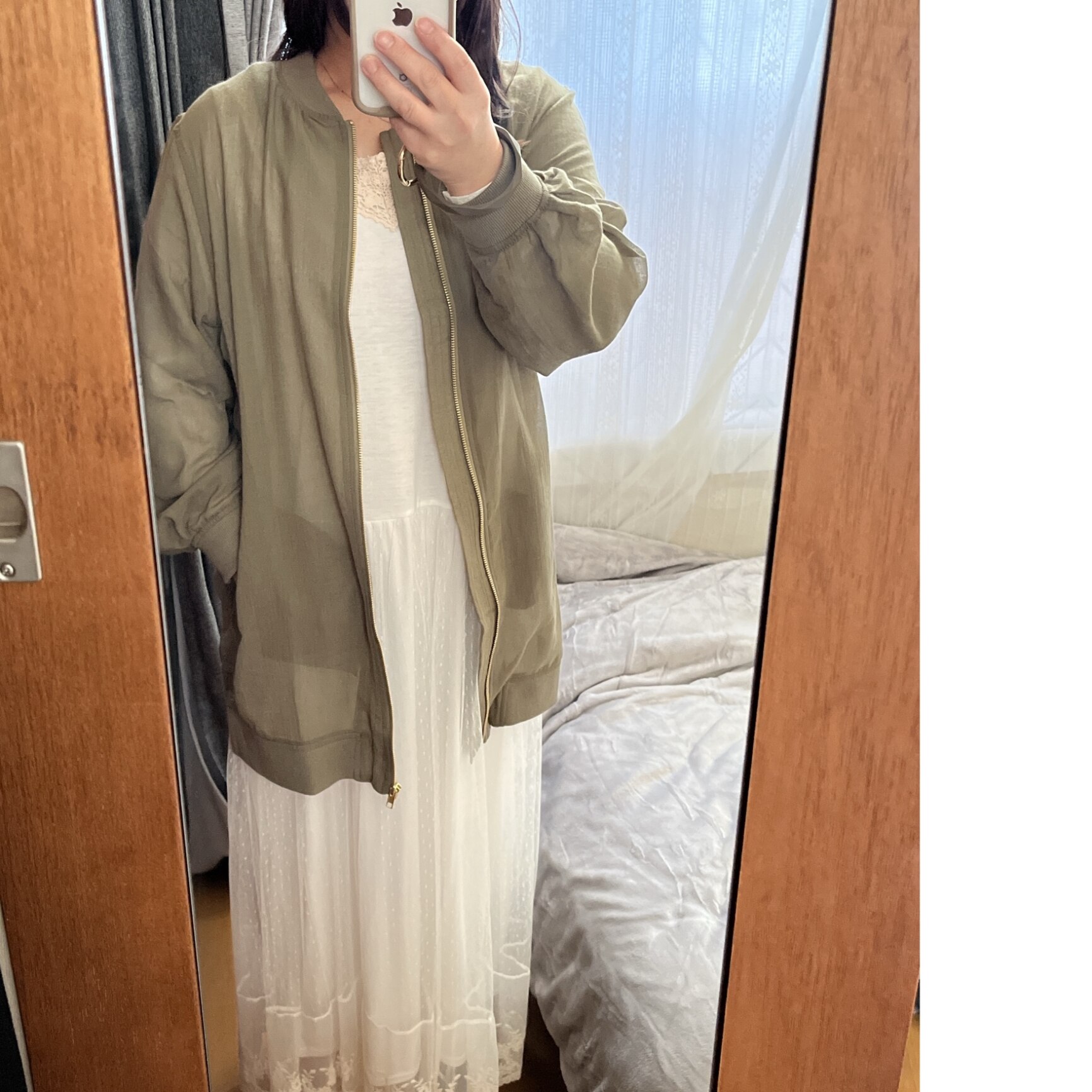 ブルゾン レディース / MA-1 アウター MA1 ジャケット ライトアウター 長袖 長そで 春 【メール便可22】 zootie（ズーティー）：MA-1 ガーゼブルゾン[ロング]