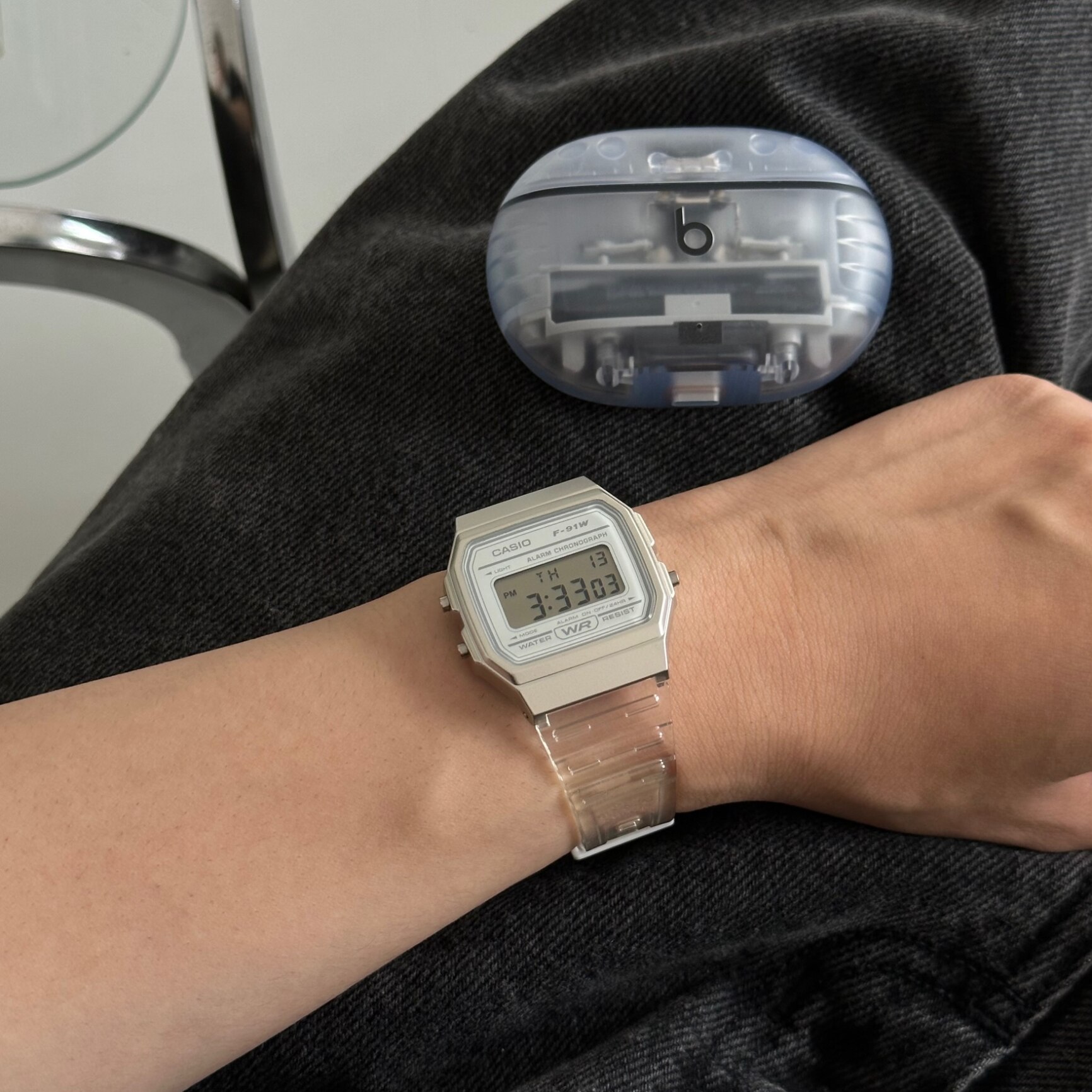 【CASIO】カシオ スタンダード F-91WS-7JH POP クリアホワイト レディース