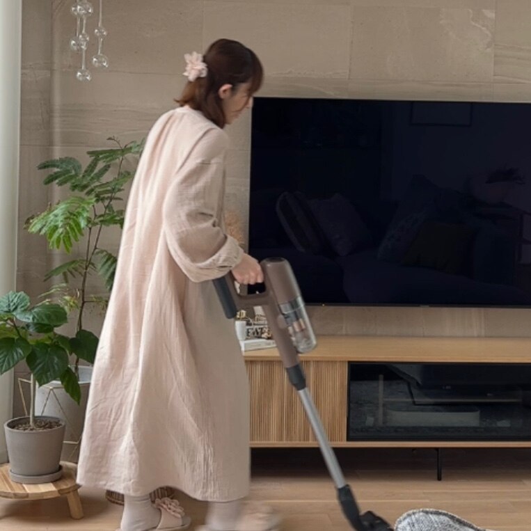 【yuki×HAPTIC】OMNES ダブルガーゼピンタック袖ボリュームワンピース ROOMコラボ レディース フリーサイズ カジュアル ロングワンピース ロング丈 マキシ丈 キーネック ...