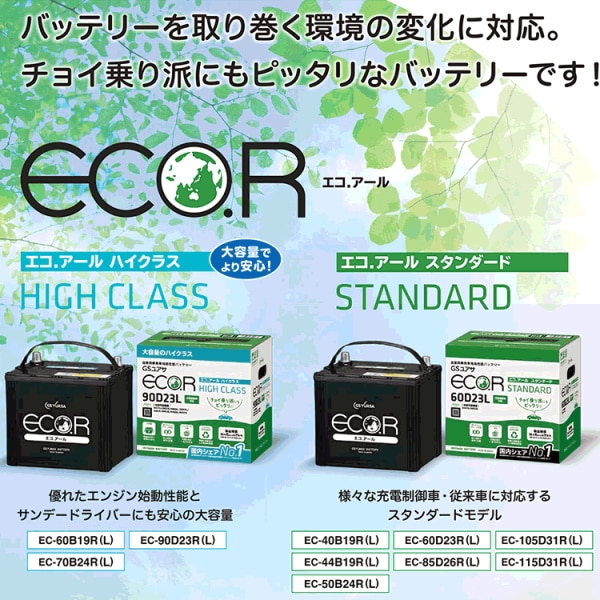 GSユアサ 充電制御車対応バッテリー エコカー ECO.R EC-40B19L スズキ ツイン EC22S ECO.R エコ.アール スタンダード
