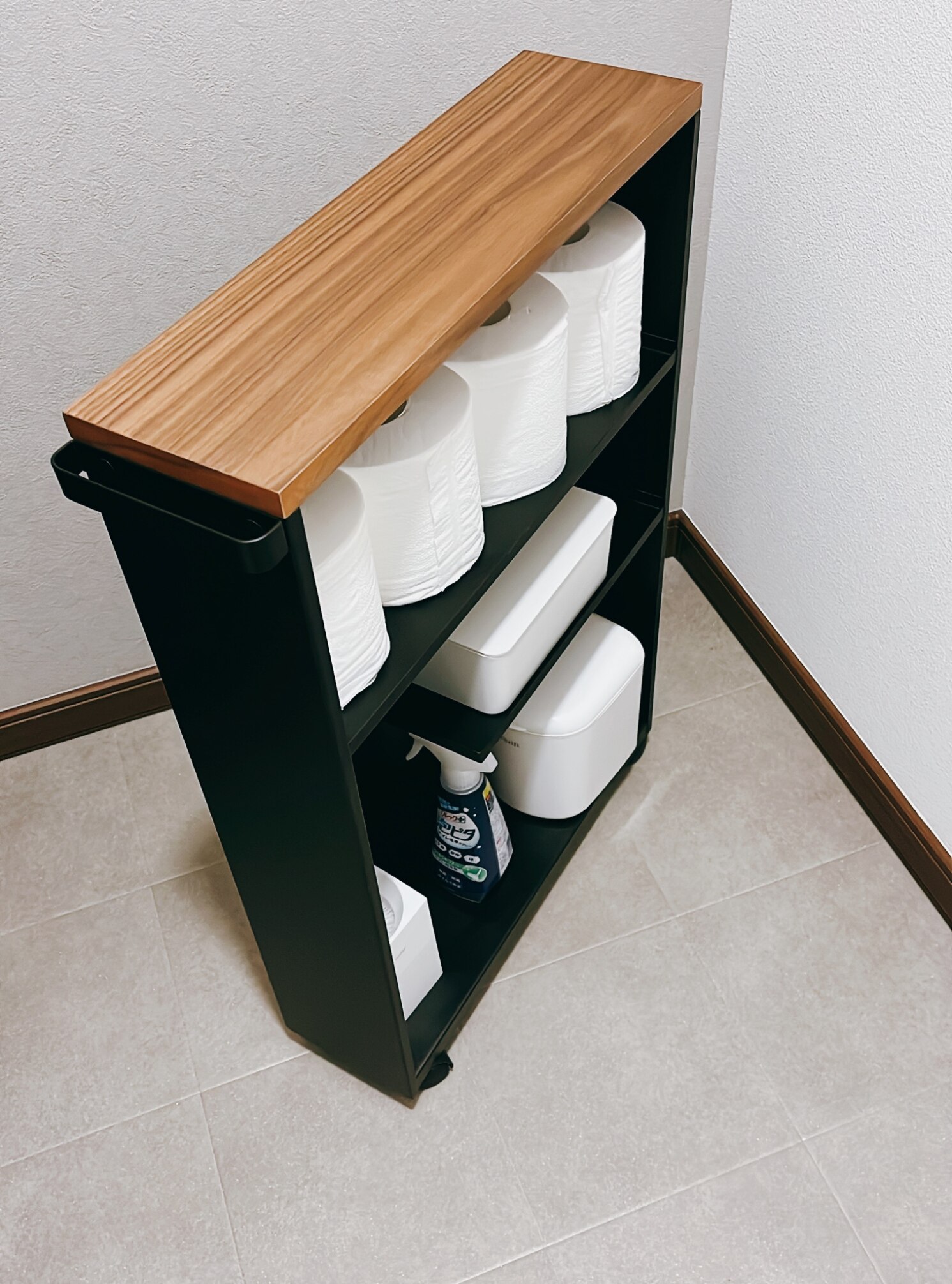 山崎実業 【選べる2大特典】 トイレラック 収納棚 ワゴン ラック 小物置き 収納ラック 棚 スリム キャスター キャスター付き ウッド サニタリー 省スペース トイレ収納 すきま収納 ...