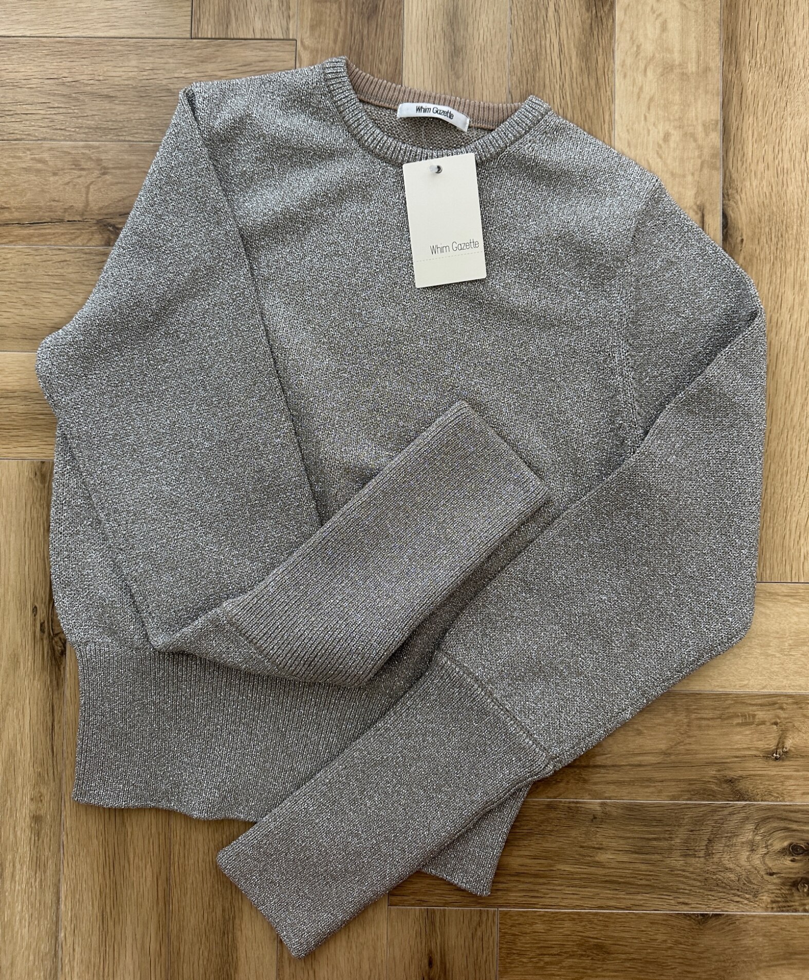 【SALE／50%OFF】Whim Gazette ラメニットプルオーバー ウィム ガゼット トップス ニット シルバー ベージュ【送料無料】