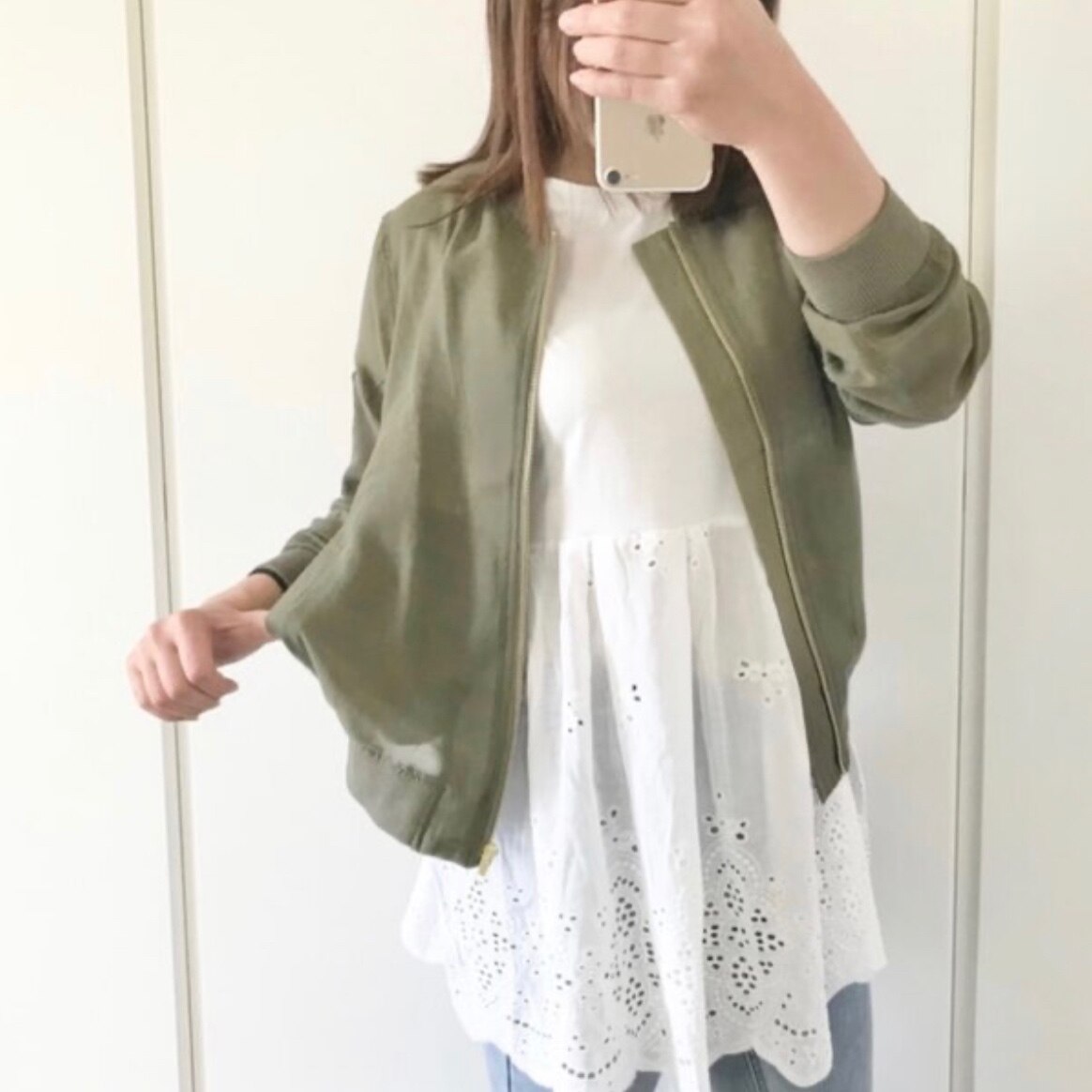 ブルゾン レディース M/L MA-1 ジャケット アウター MA1 上着 羽織り 長袖 ゆったり 【メール便可22】 zootie（ズーティー）：MA-1 ガーゼブルゾン[ショート]