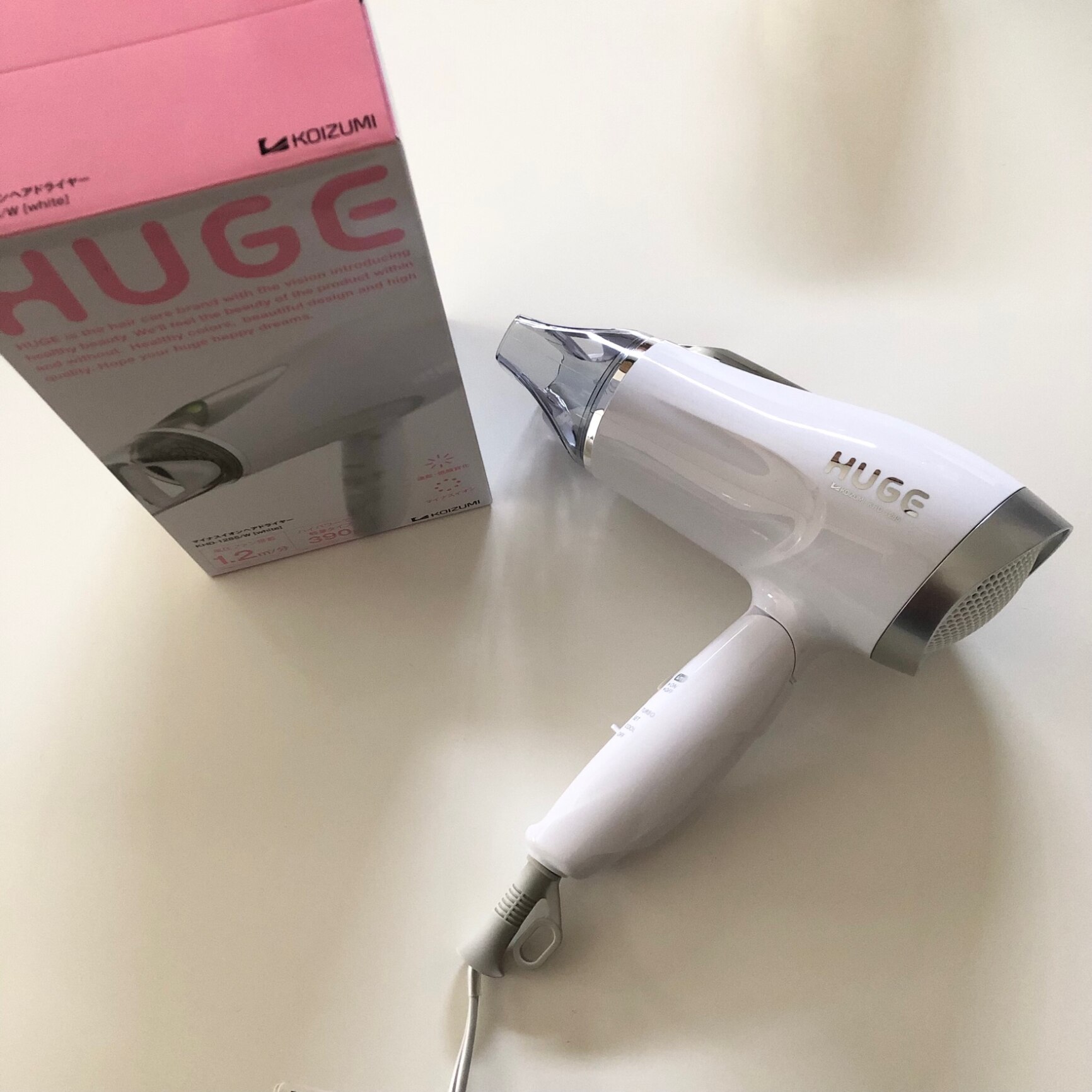 コイズミ マイナスイオンドライヤー KHD-1285/W | KHD1285W マイナスイオン ヘアードライヤー ヘアドライヤー 大風量 折り畳み 小型 おすすめ マイナスイオンドライヤー ...