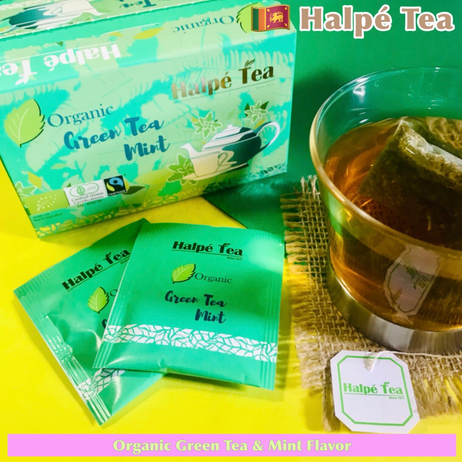 輸入元公式 Halpe Tea(ハルプティ) 有機フェアトレード・ミントグリーンティー（ティーバッグ） 40g(2gx20袋) 有機紅茶 お歳暮 にオススメ!