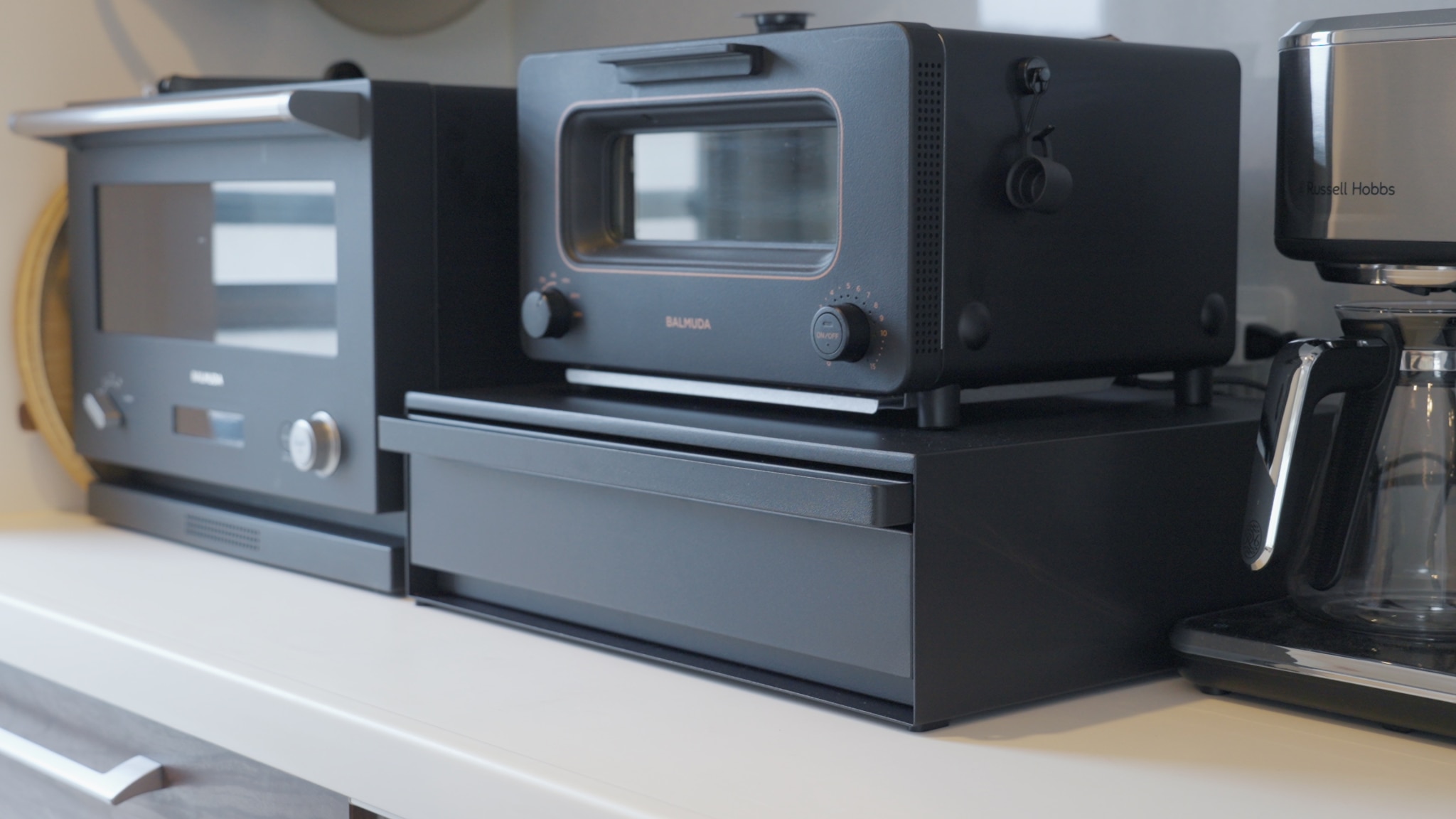 楽天1位【2つ選べる特典付き】[ ツーウェイ キッチン家電下引き出し＆スライドテーブル タワー W80／W45 ]山崎実業 tower レンジ下収納 ラック 棚 カウンター上 レンジ台 電子 ...