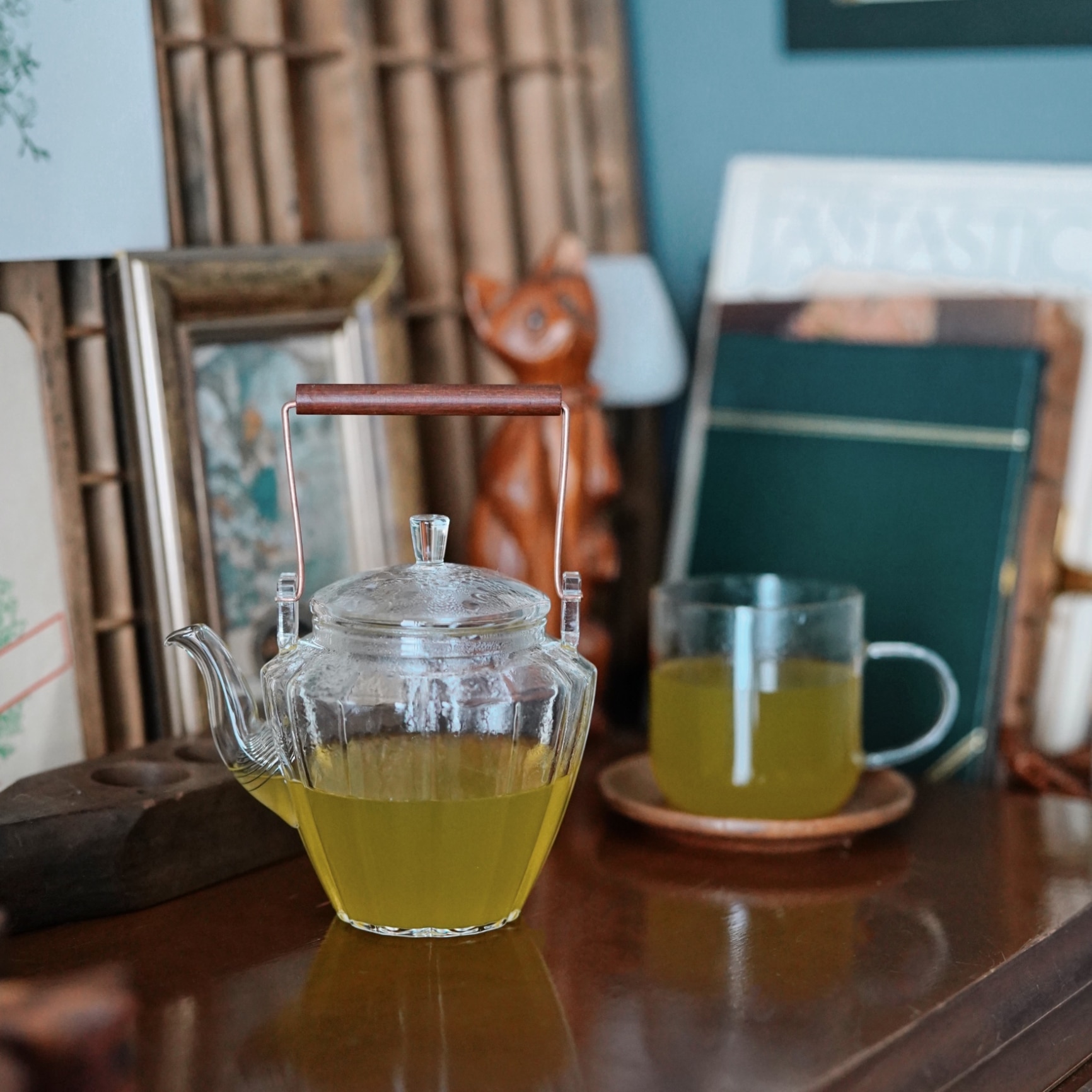 IwaiLoft 石玉 耐熱ガラス ティーポット 500ml ガラス急須 金針茶こし付き ガラスポット 手作り グラス ガラスコップ ぐいのみ・おちょこm冷茶グラス ティーグラス 茶托 茶たく ...