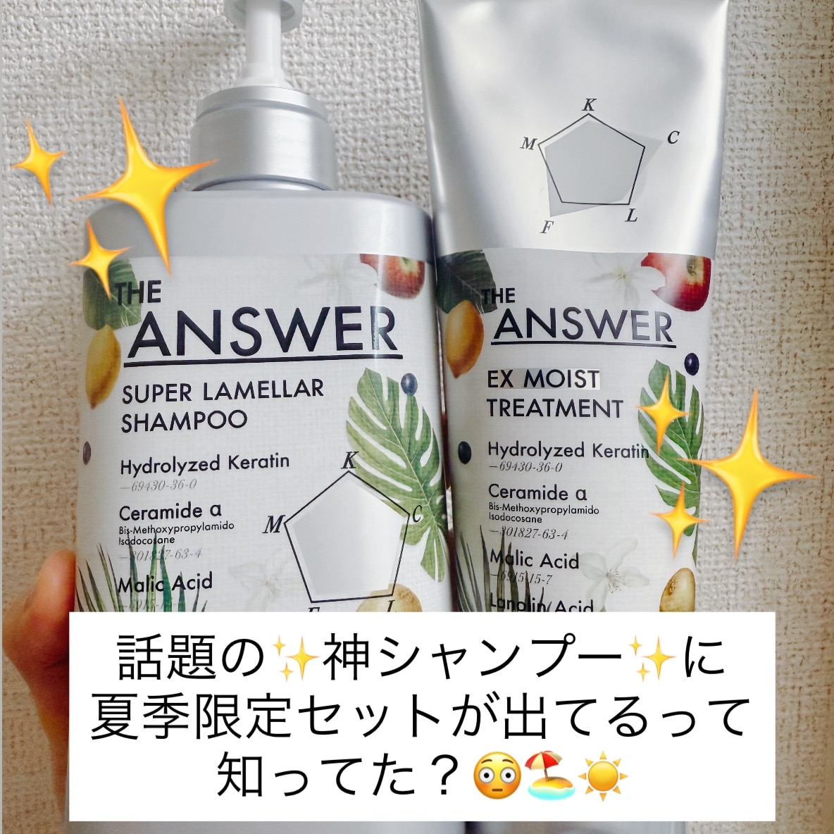 THE ANSWER(ジアンサー) スーパーラメラシャンプー＆EXモイストトリートメント 夏ペア 400ml＆220g